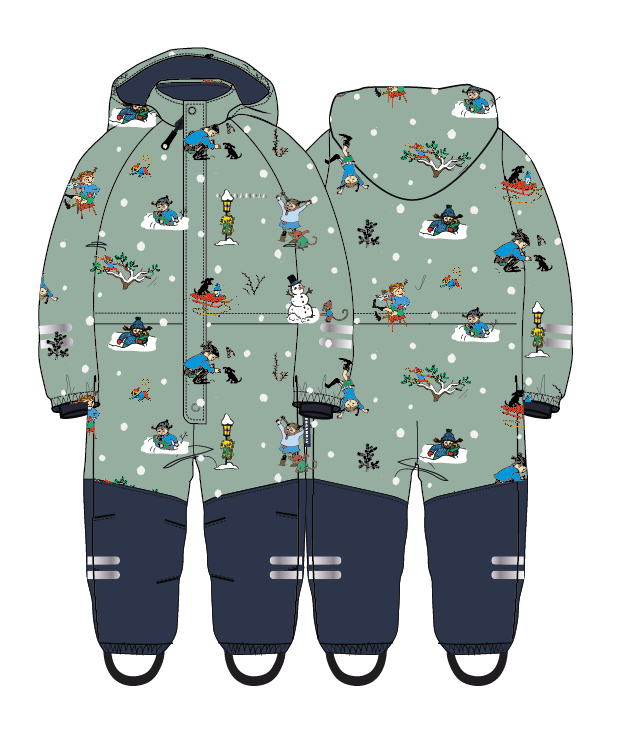 Vinteroverall Pippi Långstrump Grå/Grön